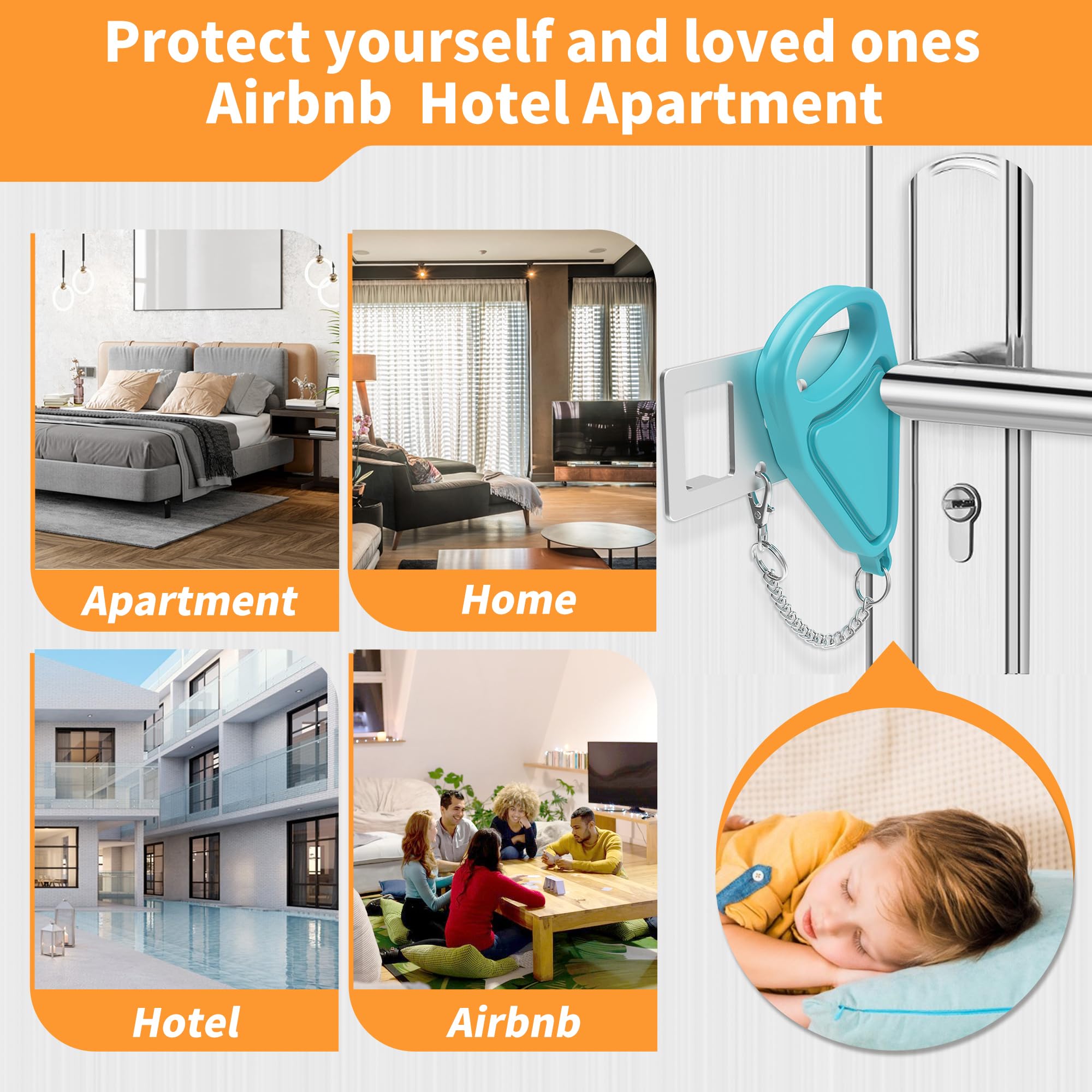 Snapklik.com : Sturdy Portable Door Lock Teal -2 Pack Door Locks For ...