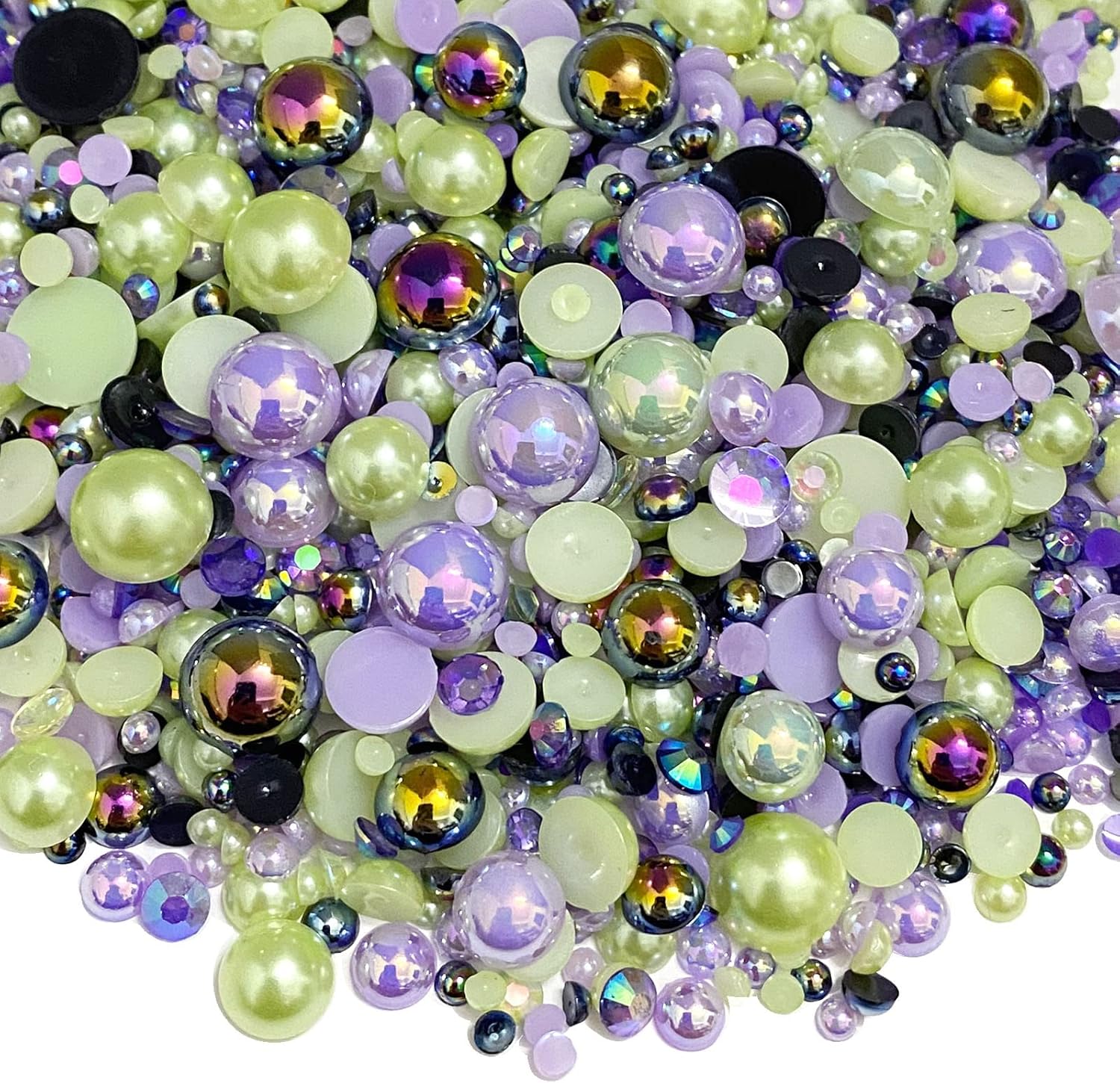 Amazon.com: 50g Mix Flatback Resin Rhinestones Half Round Pearls Mixed ...