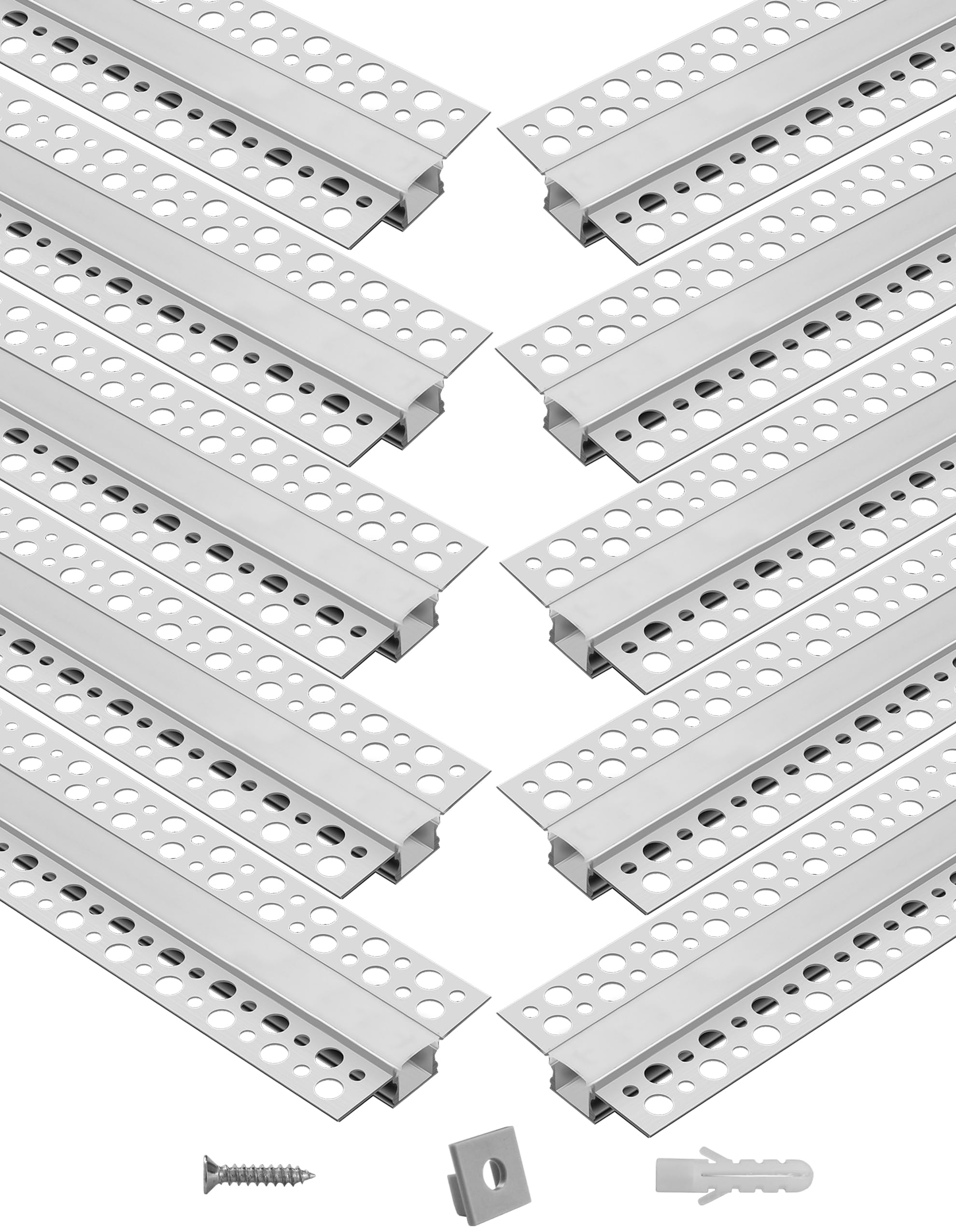 Snapklik.com : 10Pack 2m/6.6ft Plaster-in LED Aluminum Channel, Light ...