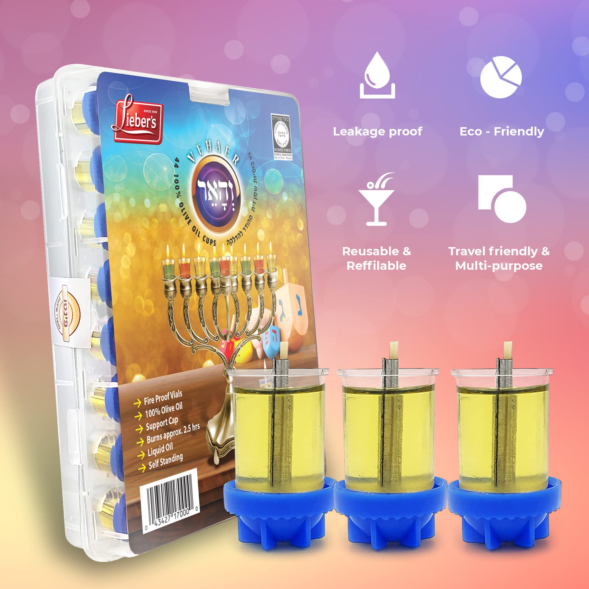 Snapklik.com : Pre Filled Hanukkah Menorah Oil Cups, Wick Ready 100% ...