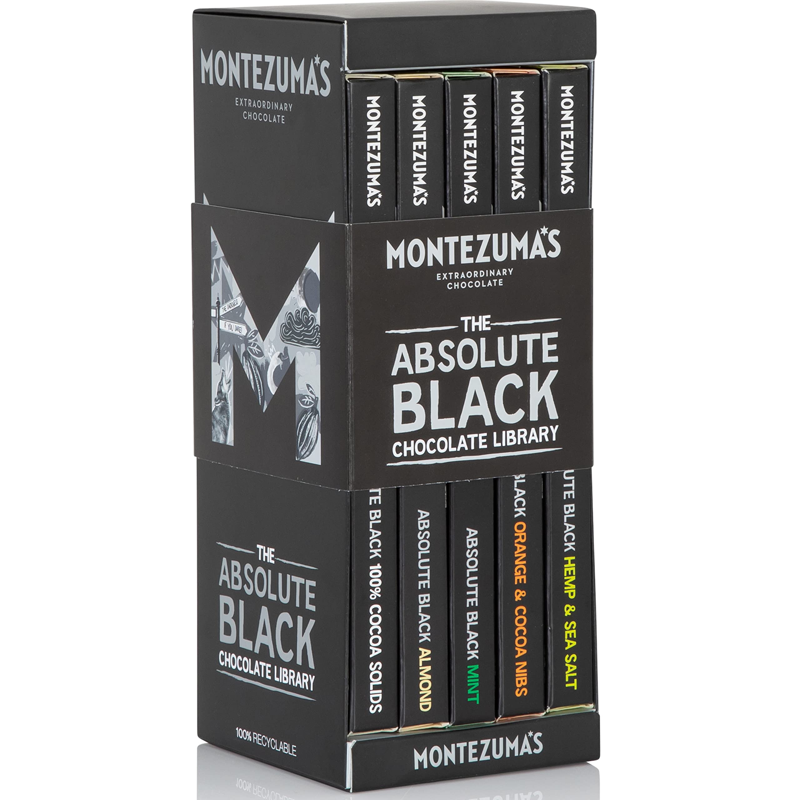 Buy Montezuma's Absolute Black Bar Library, 100% Cocoa, Dark Chocolate ...