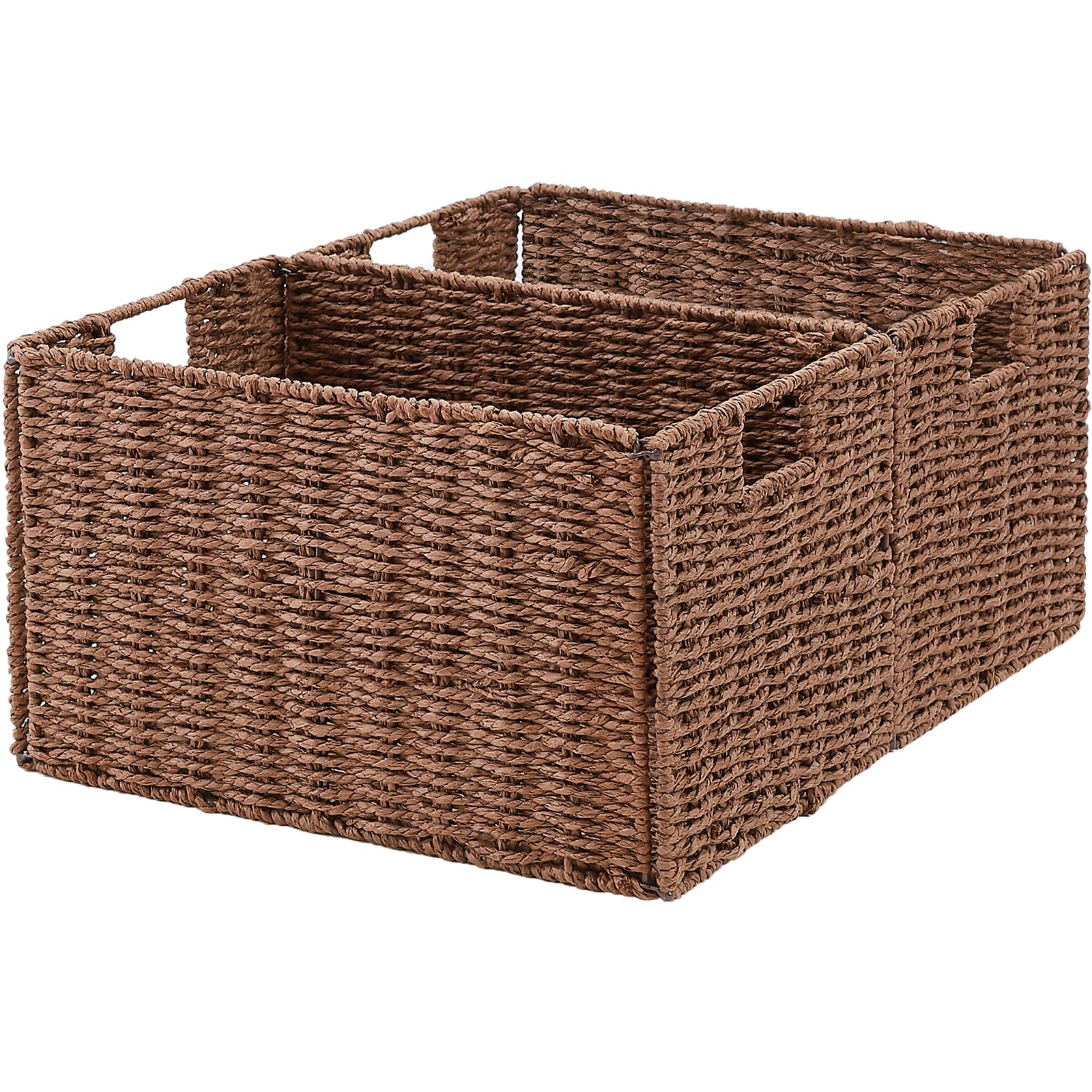 Snapklik.com : Vagusicc Wicker Storage Basket, Set Of 2 Hand-Woven ...