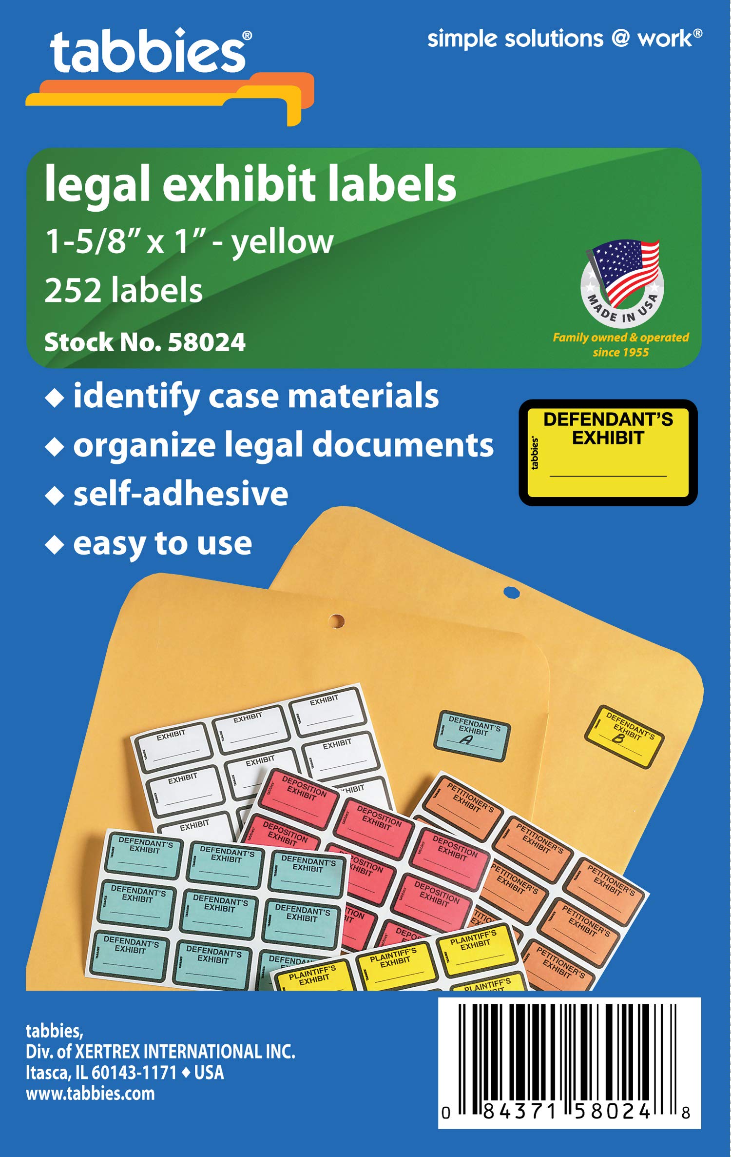 Snapklik.com : Tabbies Legal Exhibit Labels, Label: 1-5/8"W X 1" H ...