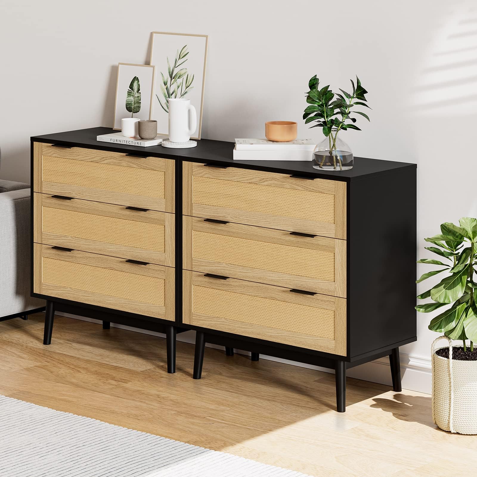 Amazon.com: COZAYH 3-Drawer Farmhouse Dresser Set of 2 with Handcrafted ...