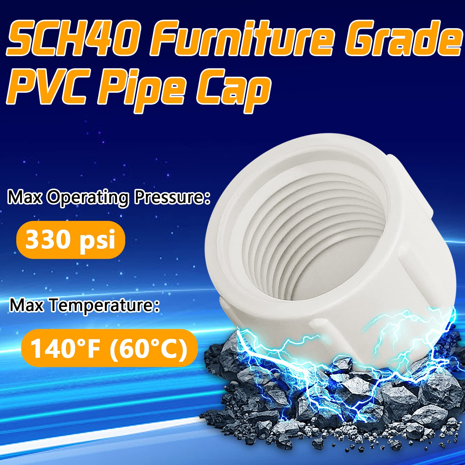 Snapklik.com : 15 Pack PVC Fittings End Cap, 3/4 Inch NPT Threaded PVC ...