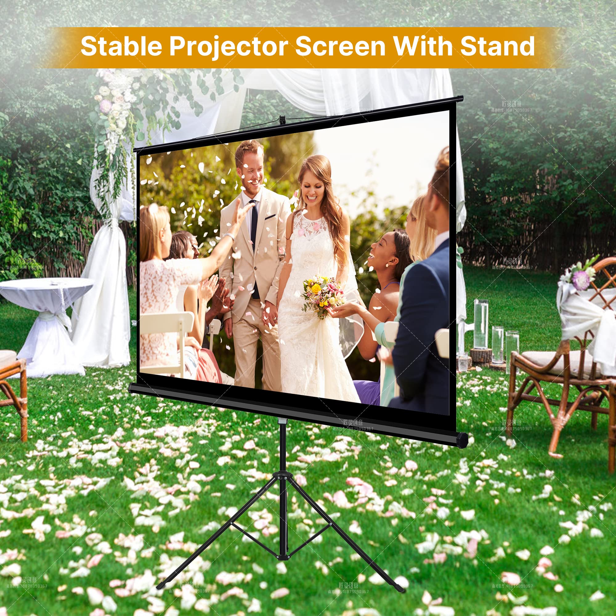 ProHT 100-inch Portable Projection Screen (05358), w/Pull Up Foldable ...