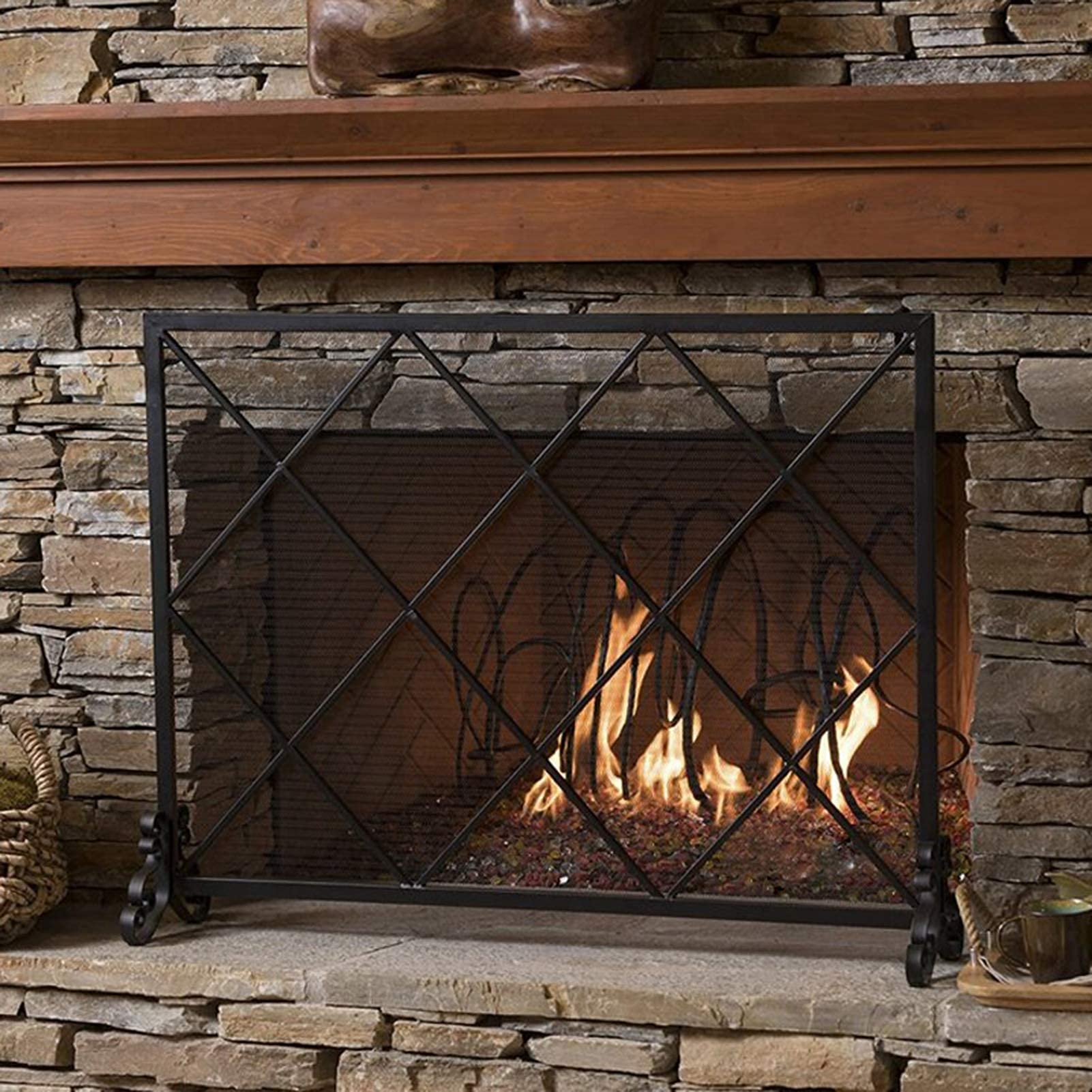 Buy ADSE Fire Guard Upscale Fireplace Screens, Extra Wide Panel Hearth ...