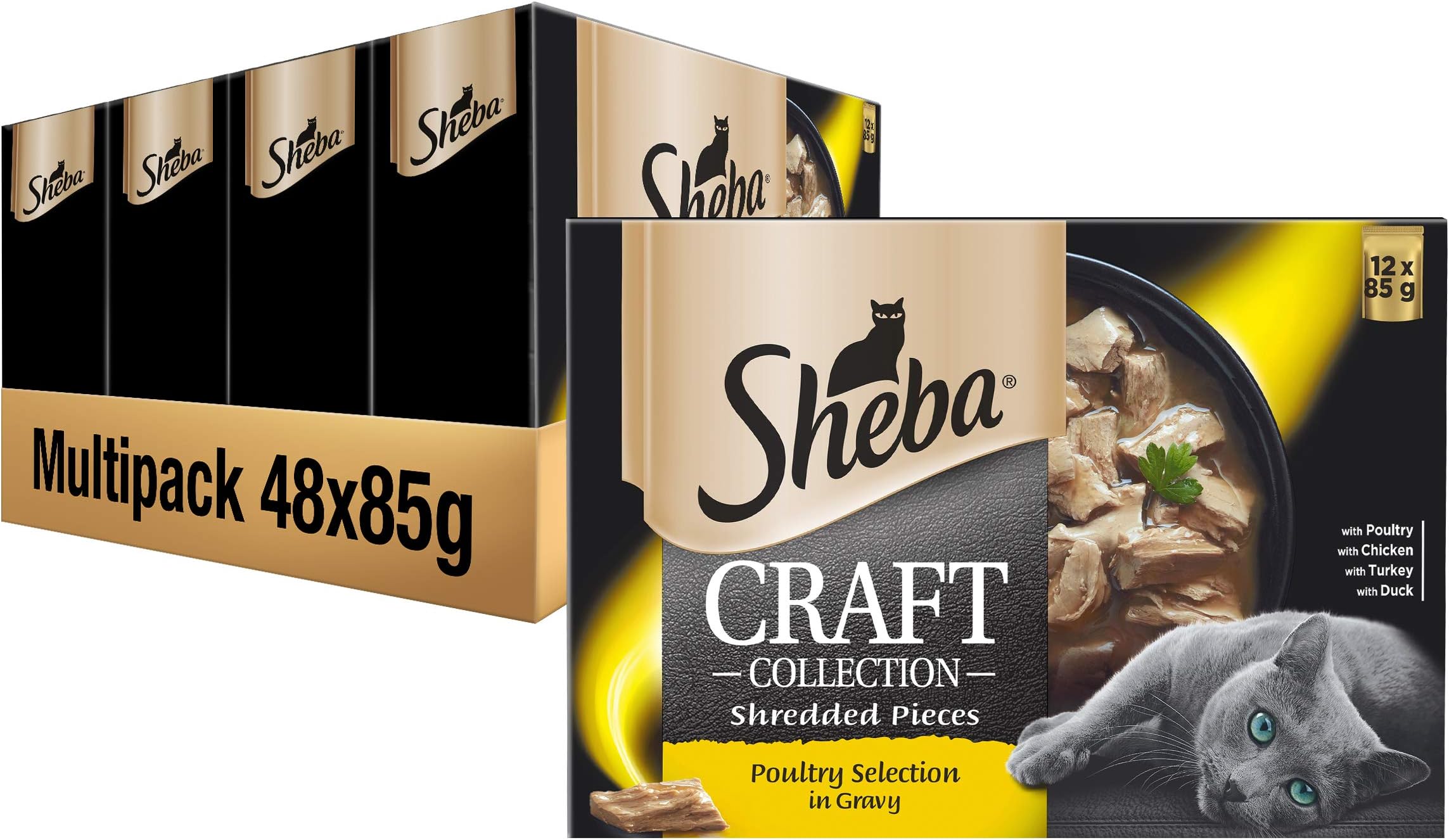 Sheba Fine Flakes Poultry Collection in Jelly 40 Pouches, Adult Wet Cat ...