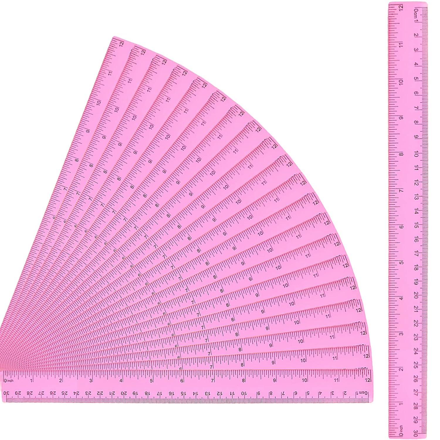 24 Pcs 12 Inch Plastic Ruler Straight Rulers Plastic Measuring Tool for ...