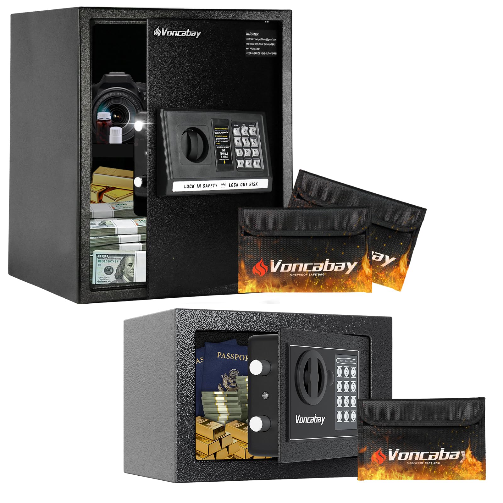 Voncabay Money Safe with Reflective Strips & Small Safe Box - Amazon.com