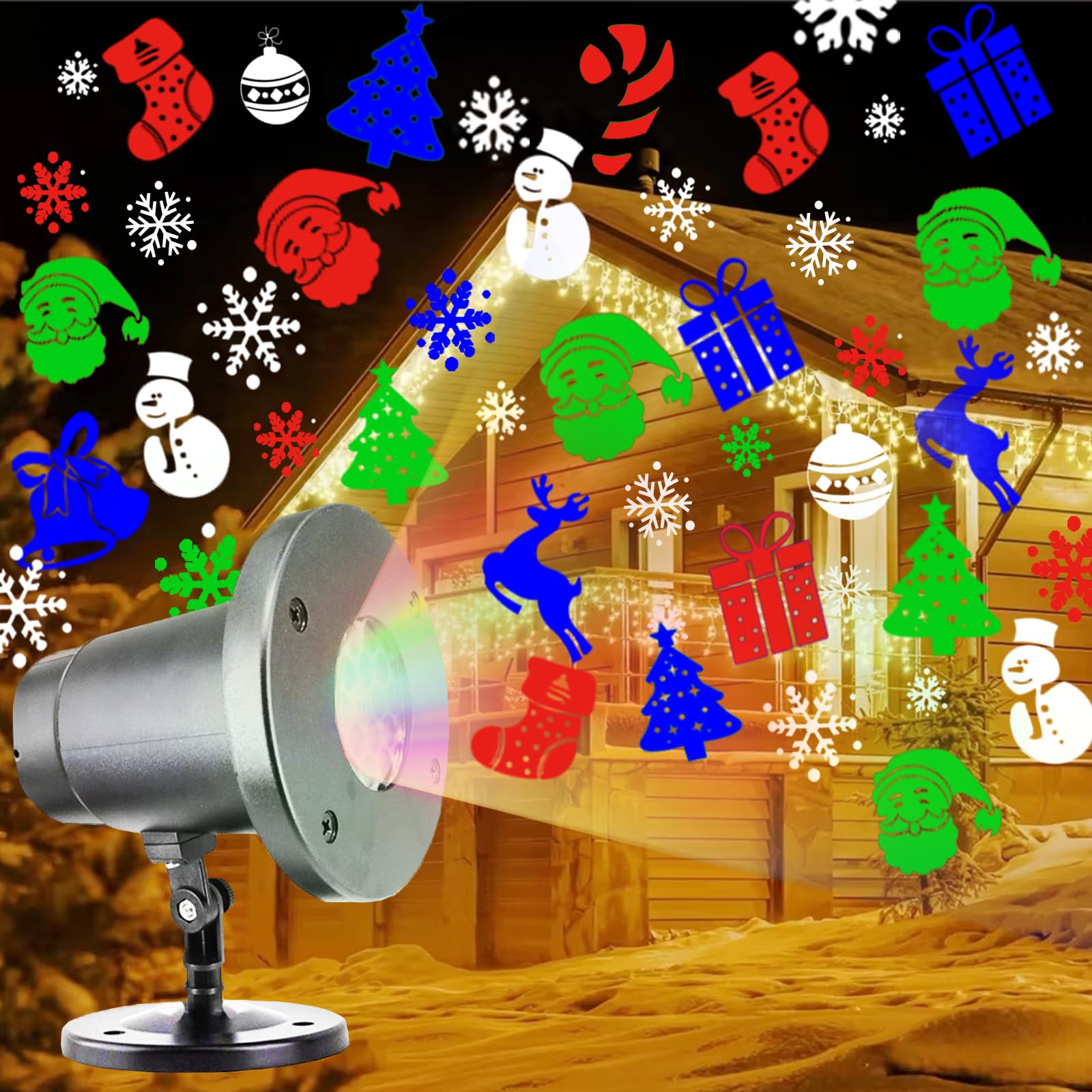 Amazon.com: Christmas Light Projector Outdoor, Waterproof Four-Color ...