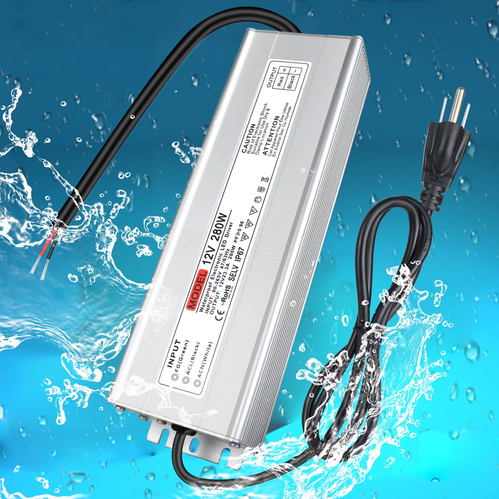 Snapklik.com : 12V 280W IP67 Waterproof Outdoor Power Supply, AC 110 ...