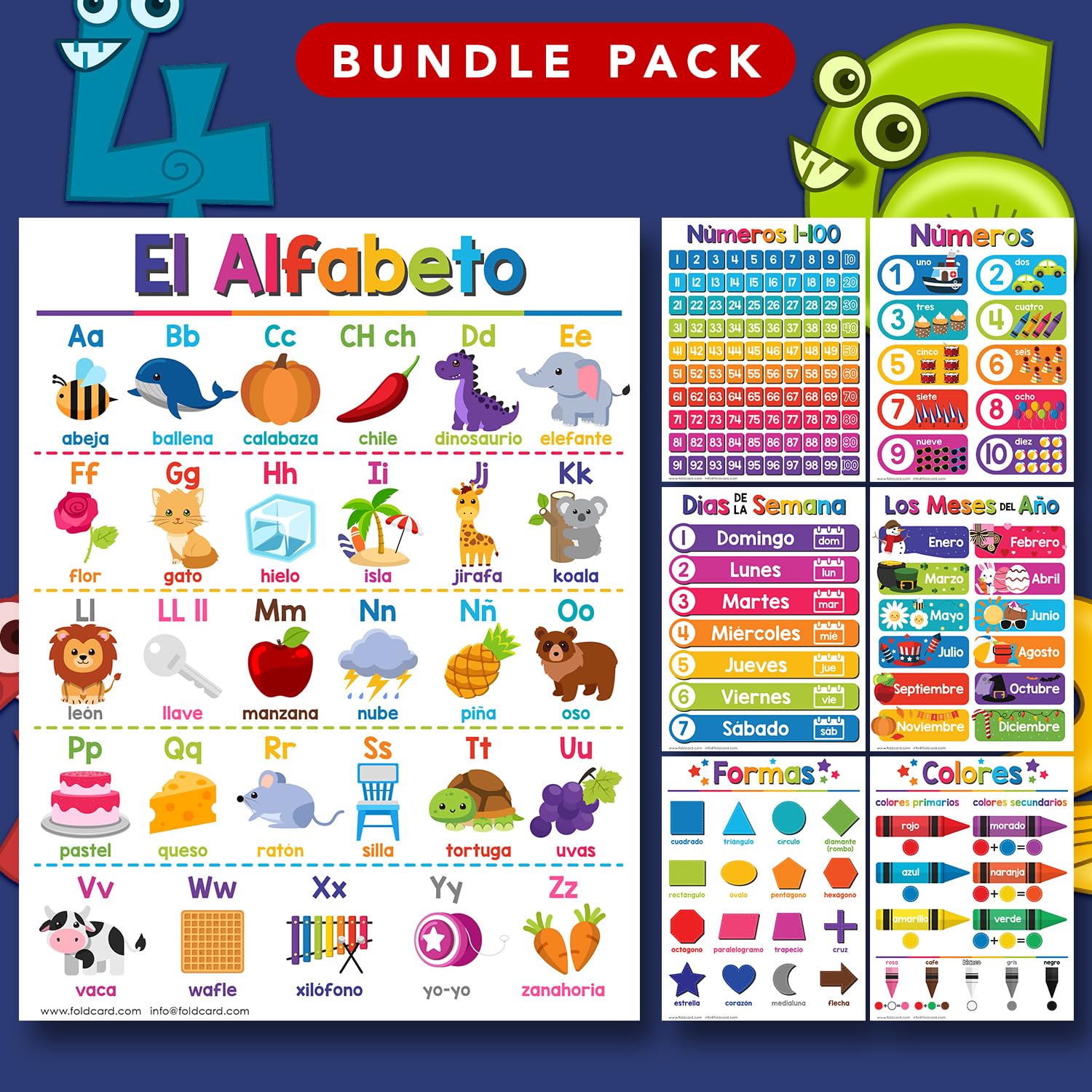 Snapklik.com : Spanish Educational Posters For Kids Bundle Of 14 ...