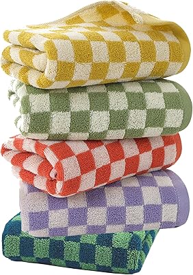Amazon.com: Jacquotha 5 Pcs Hand Towels Checkered - Cotton Towels for ...