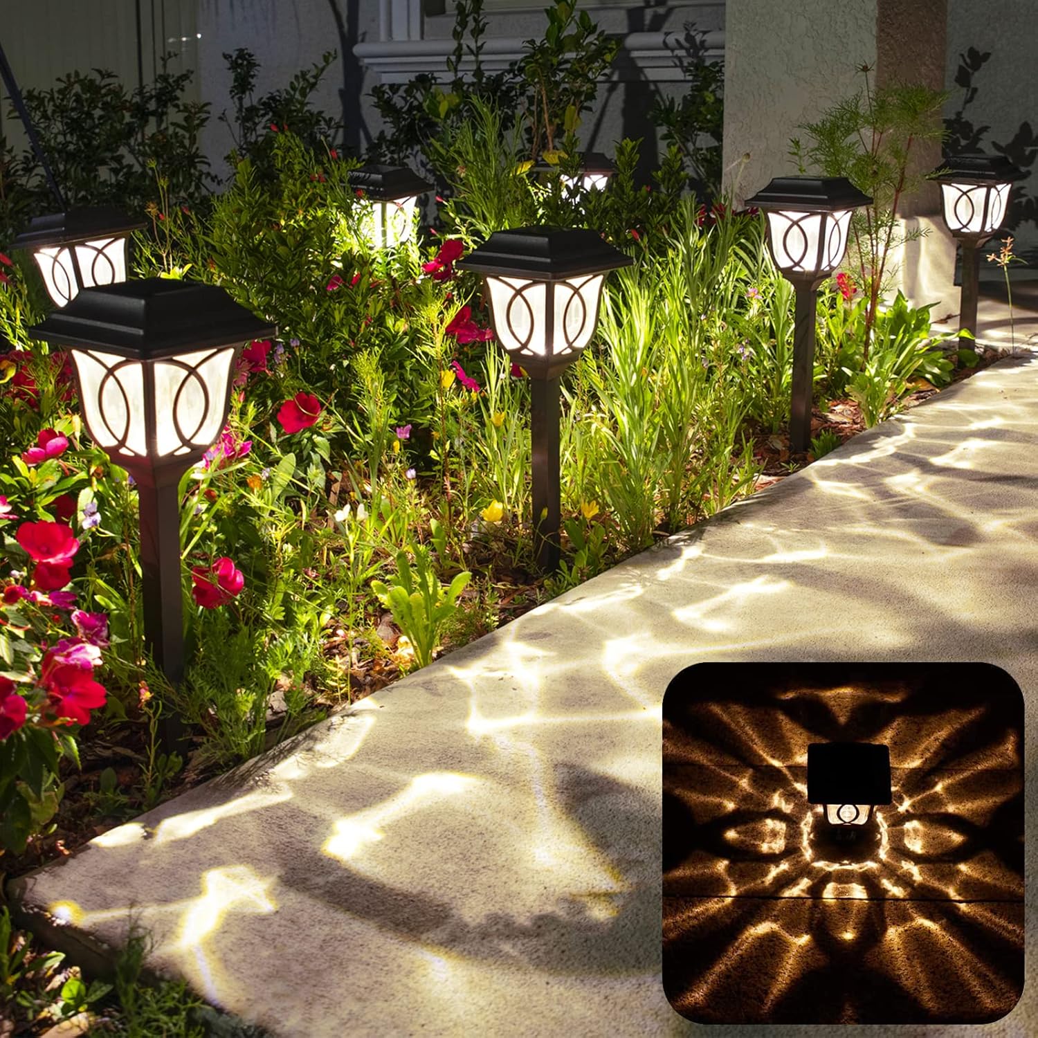 XMCOSY+ 25 Lumen Solar Pathway Lights - 6 Pack SMD LED Solar Lights ...