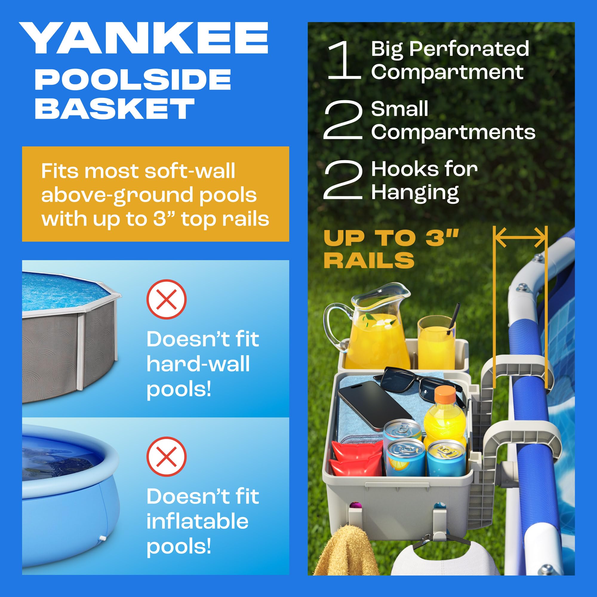 Snapklik.com : Yankee Poolside Basket For Above-Ground Soft-Wall Pools ...