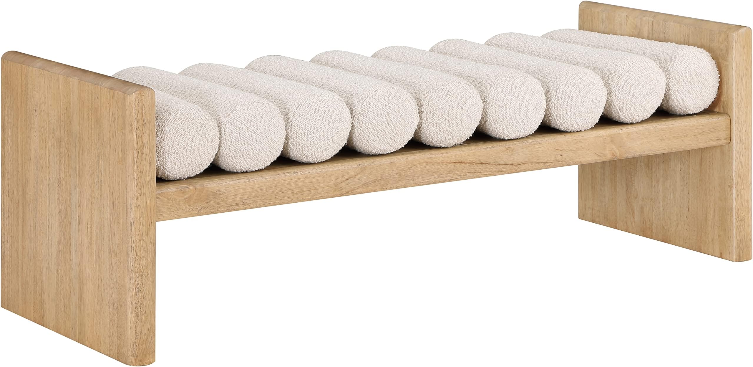 Amazon.com - POLY & BARK Este Bench in Crema White Boucle - Table Benches