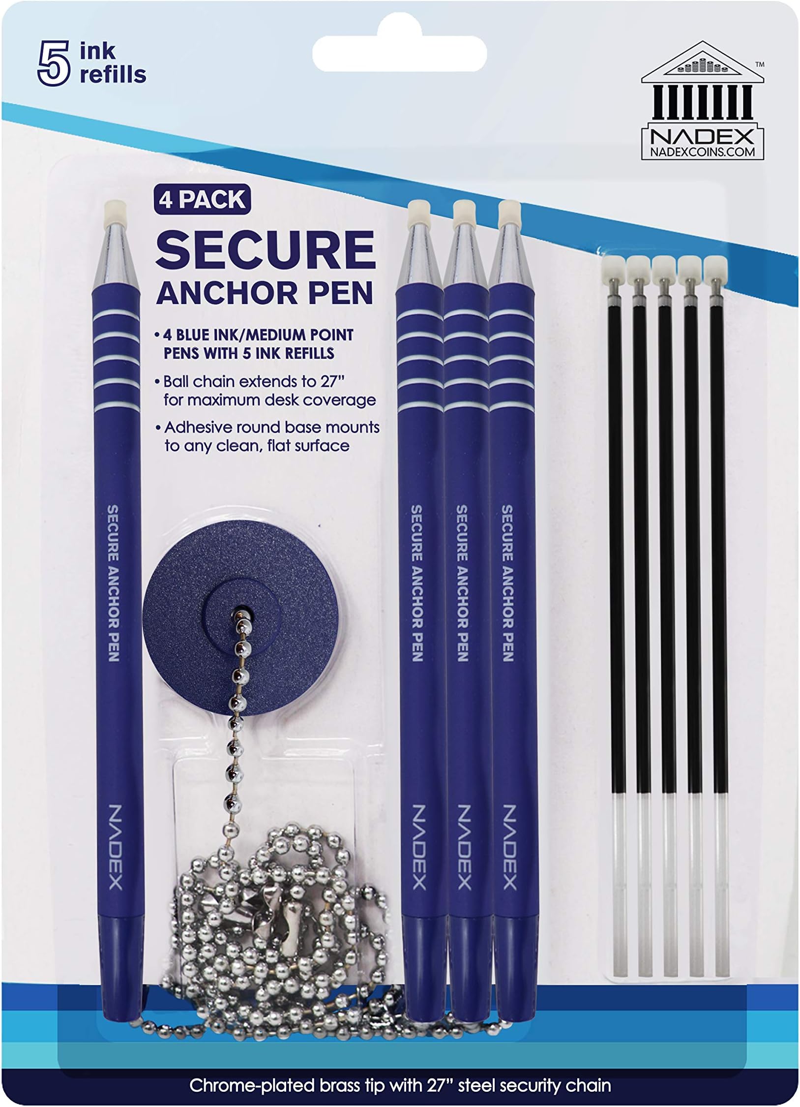 Amazon.com : Security Pen Set with Bead Chain and Pen Holder, Desktop ...