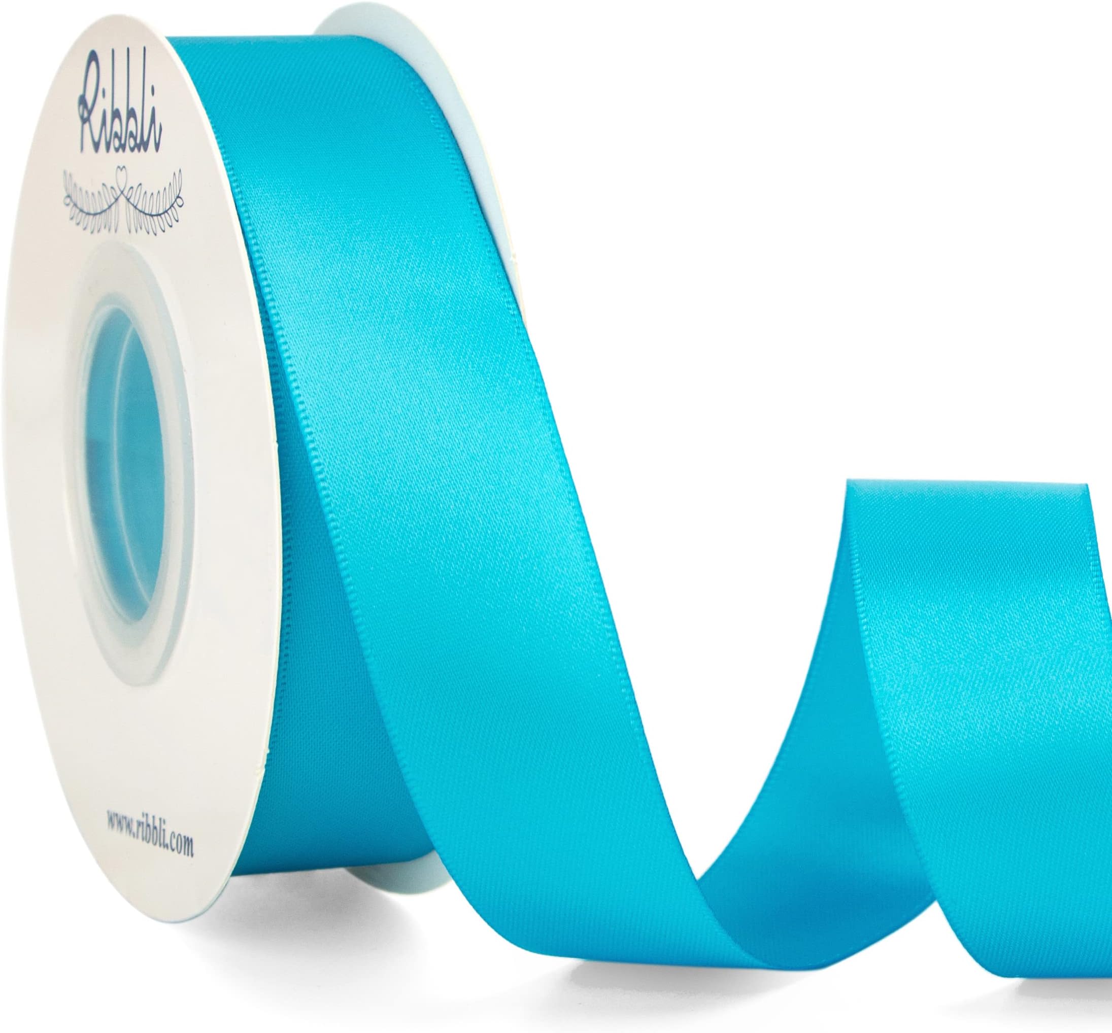 Amazon.com: Ribbli Turquoise Blue Double Faced Satin Ribbon,1” x ...