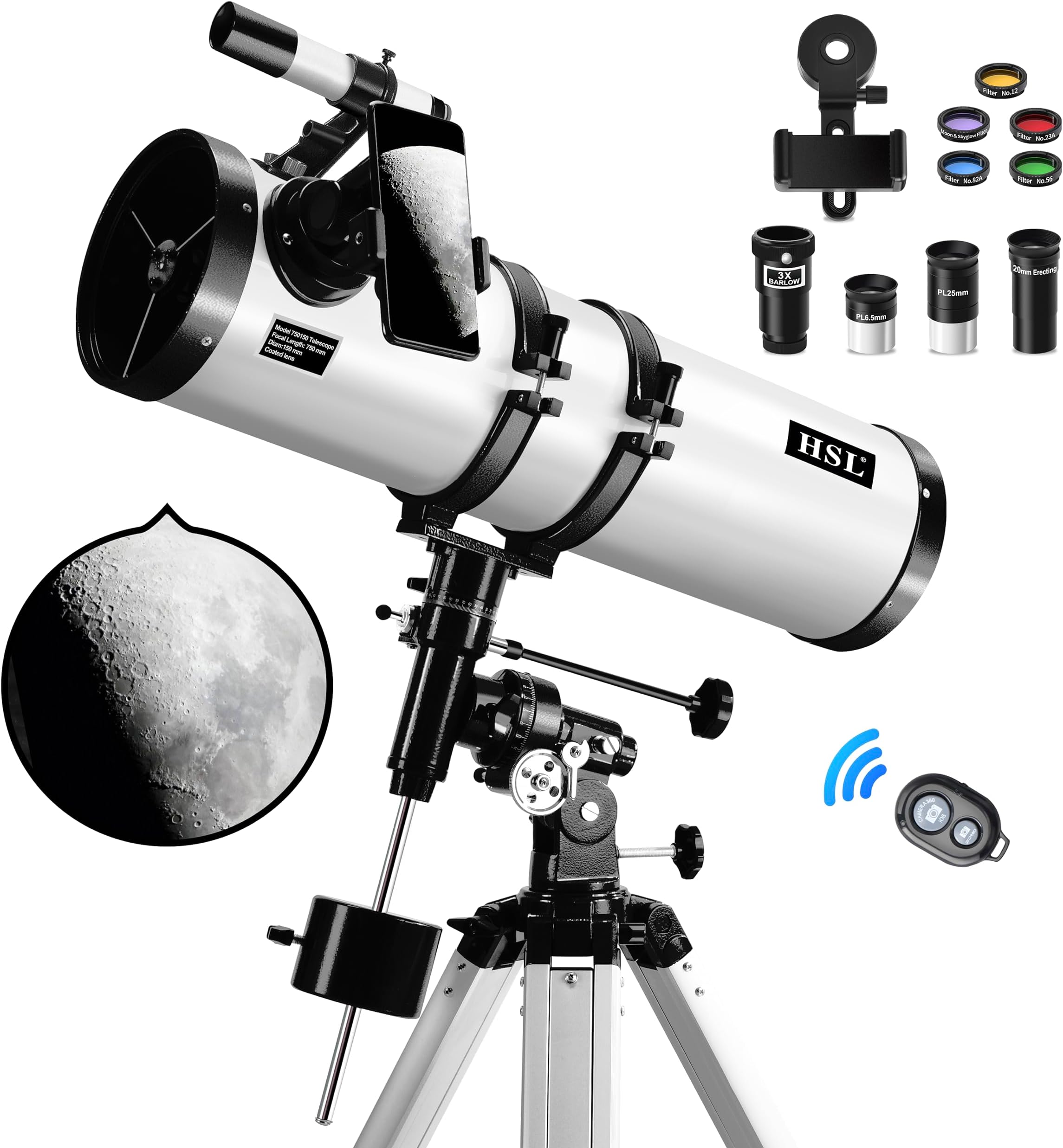 Amazon.com : HSL Telescope 150EQ Newtonian Reflector Telescopes for ...