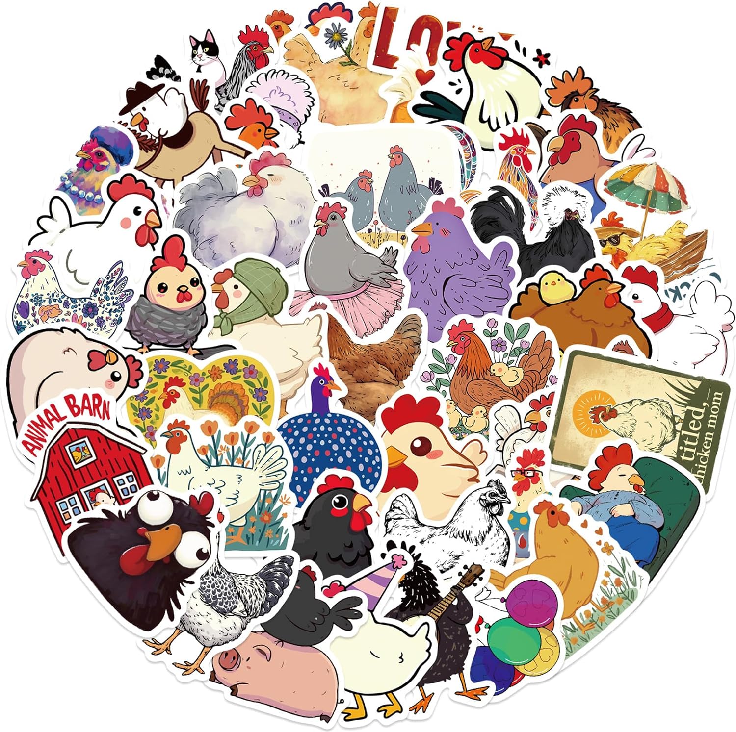 Amazon.com: 50pcs Funny Chicken Stickers for Teens & Kids - Cartoon Hen ...