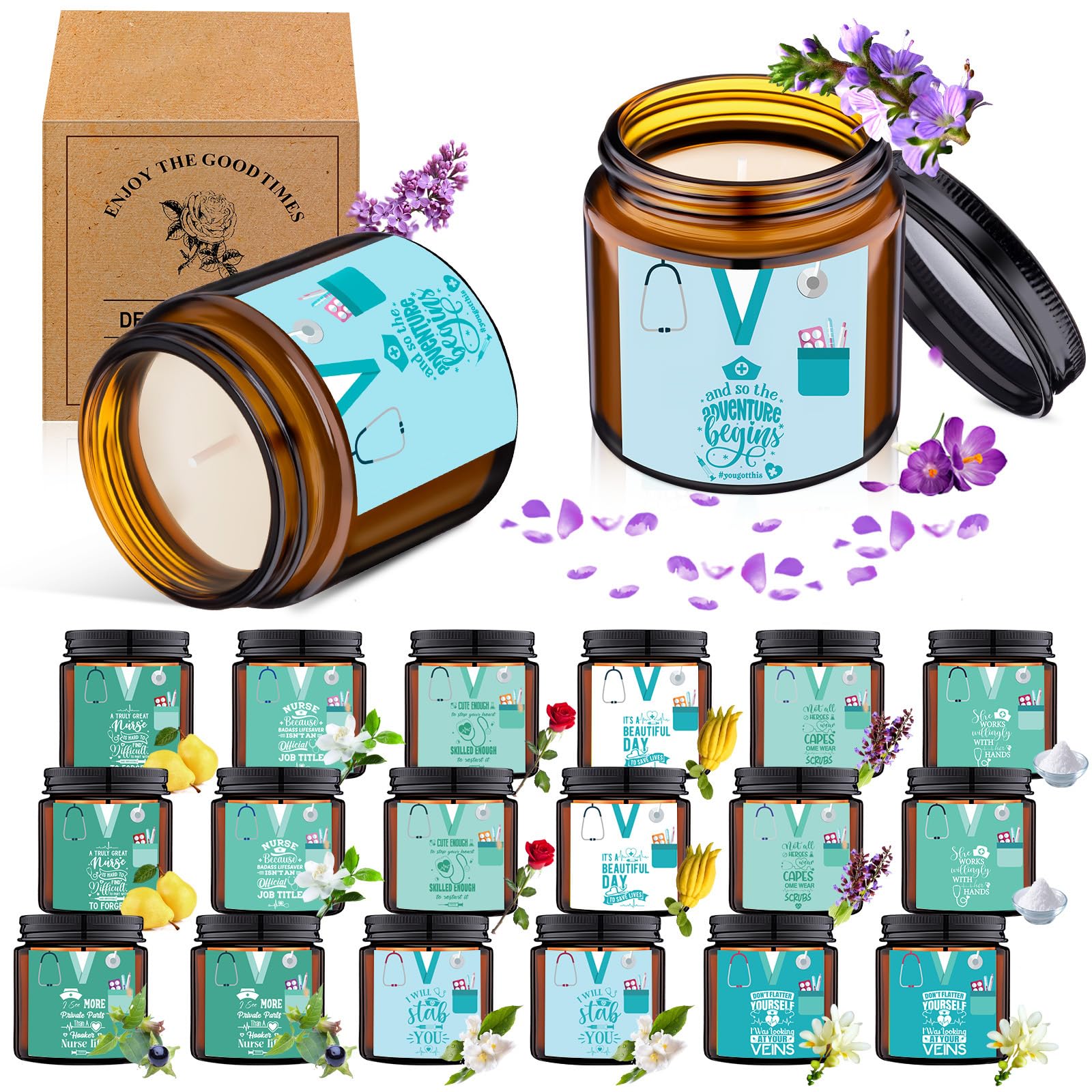 Amazon.com: MTLEE 20 Pack 3.5oz Nurse Week Candle Gifts Bulk Nurse ...