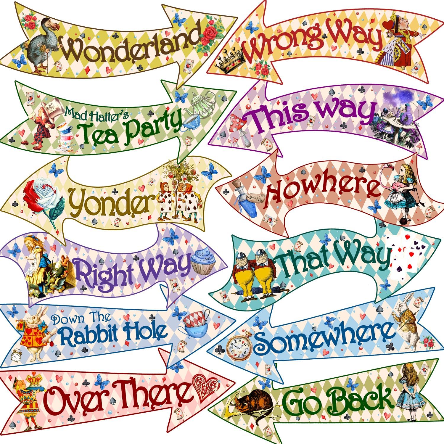 Amazon.com: Alice in Wonderland Arrow Signs, 24pcs Alice in Wonderland ...