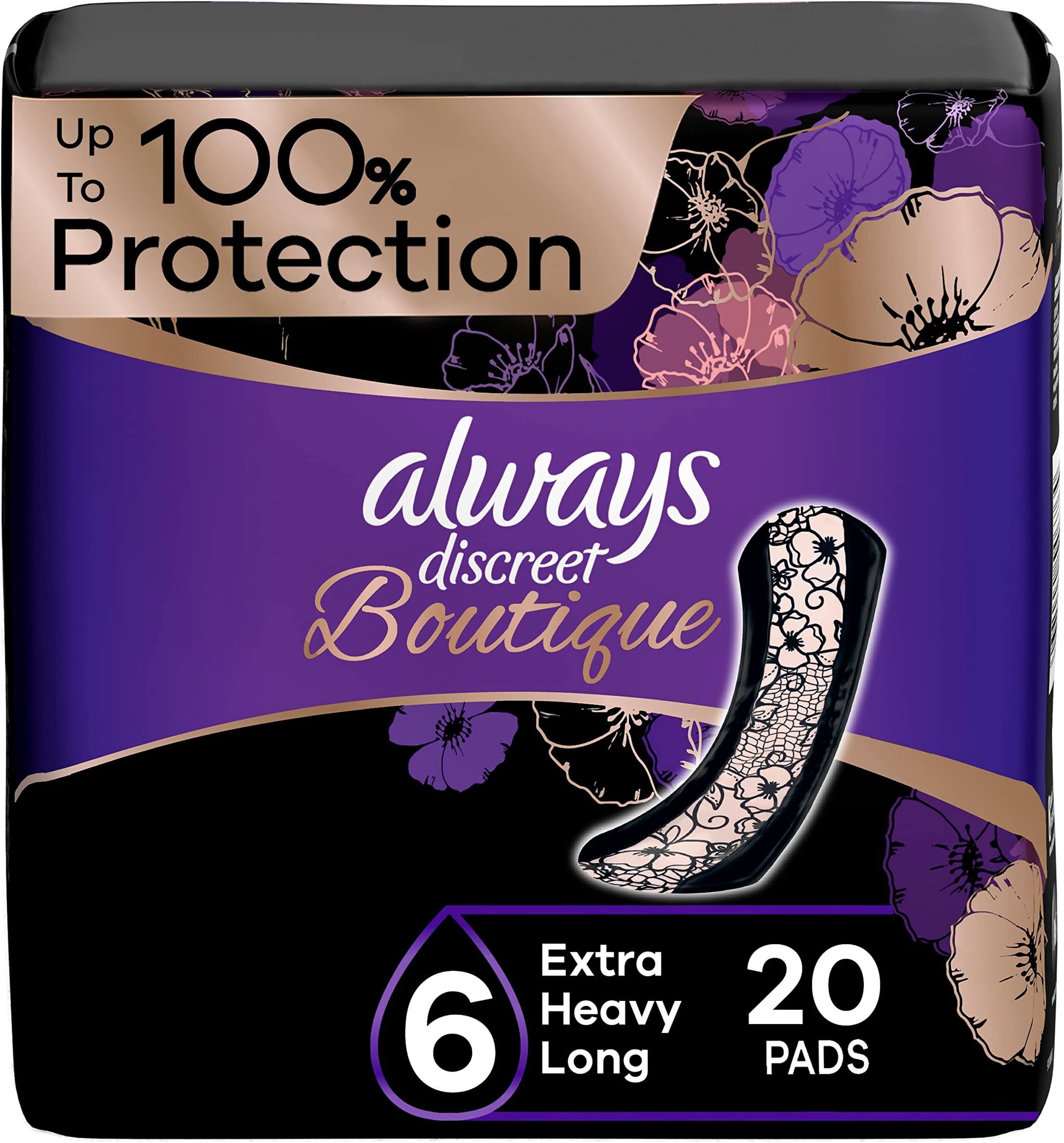 Amazon.com: Always Discreet Boutique Incontinence Pads, Size 6, Extra ...