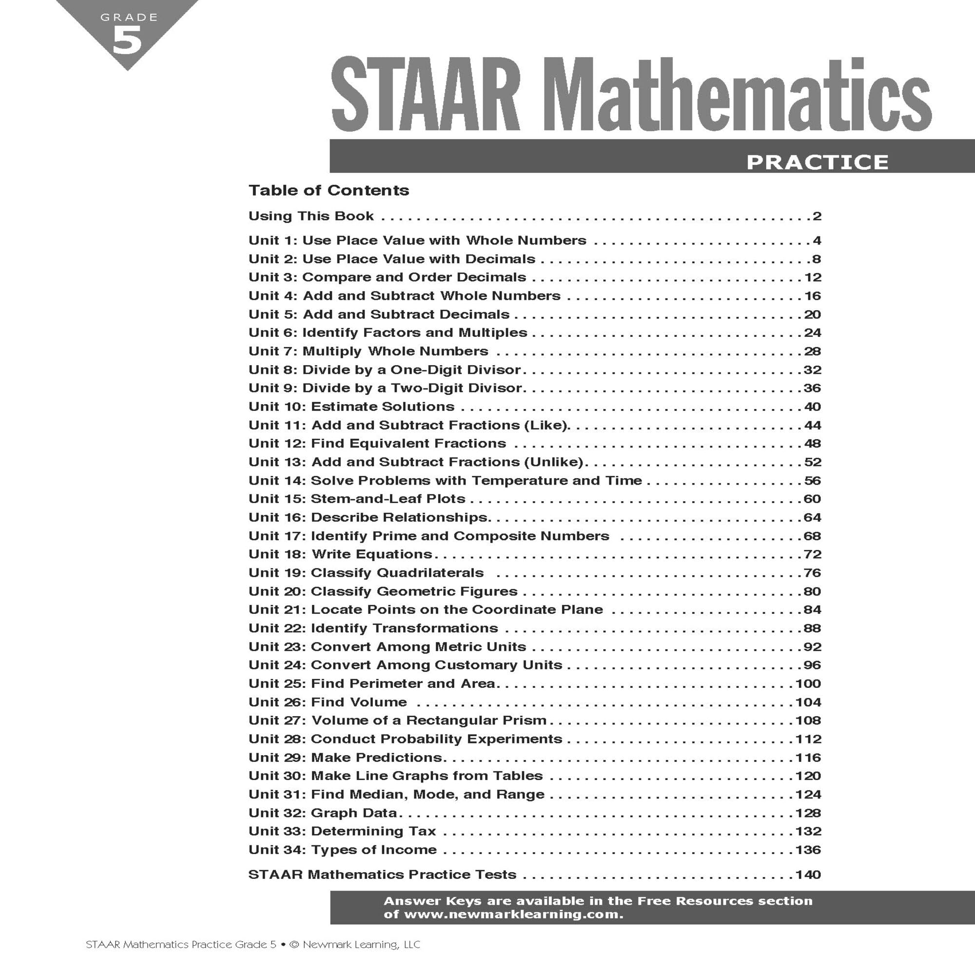 Snapklik.com : STAAR Mathematics Practice I For Children In Grade 5 I ...