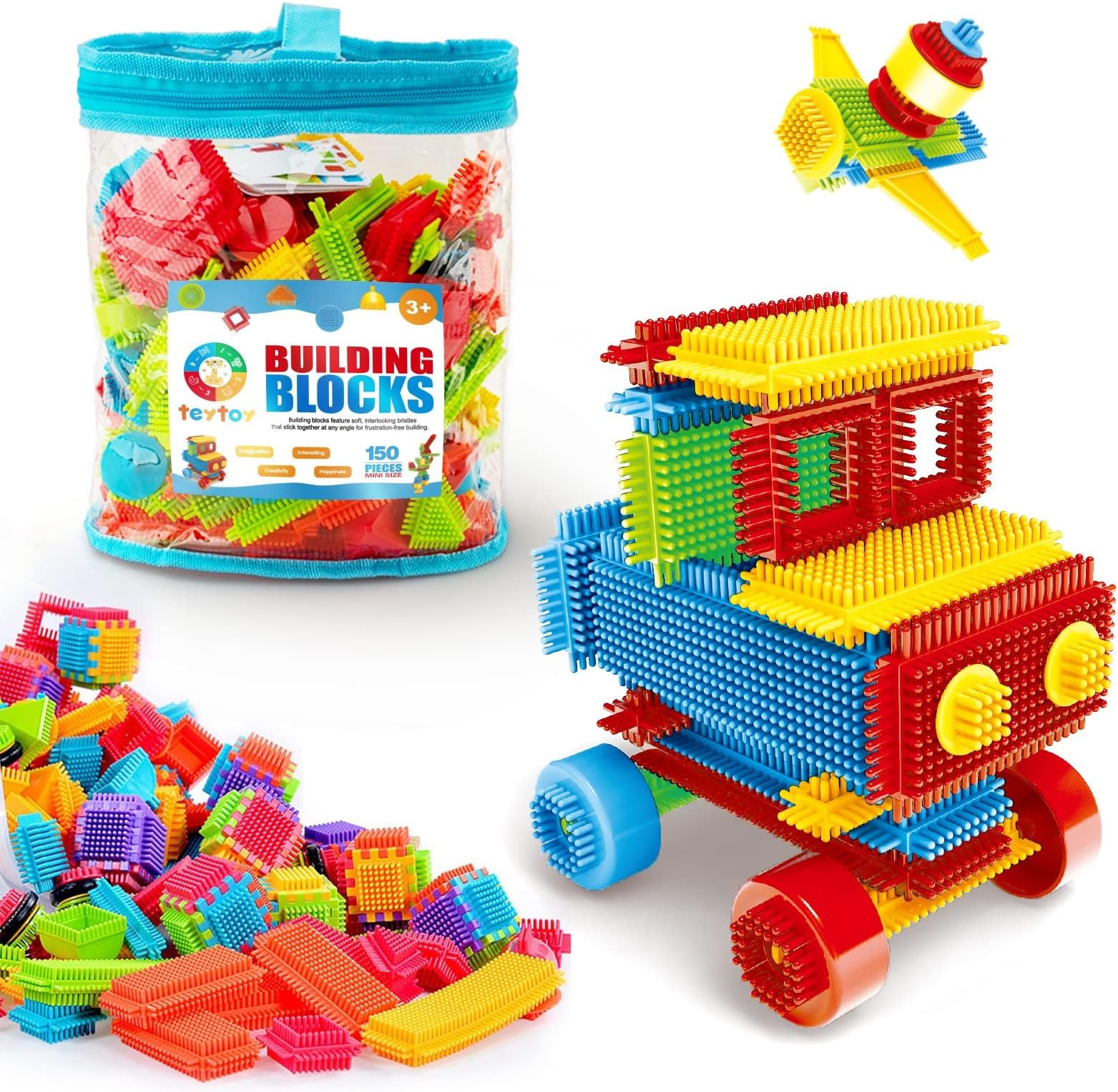 Amazon.com: Edushape Magic Brix Interlocking Baby Building Blocks - 72 ...