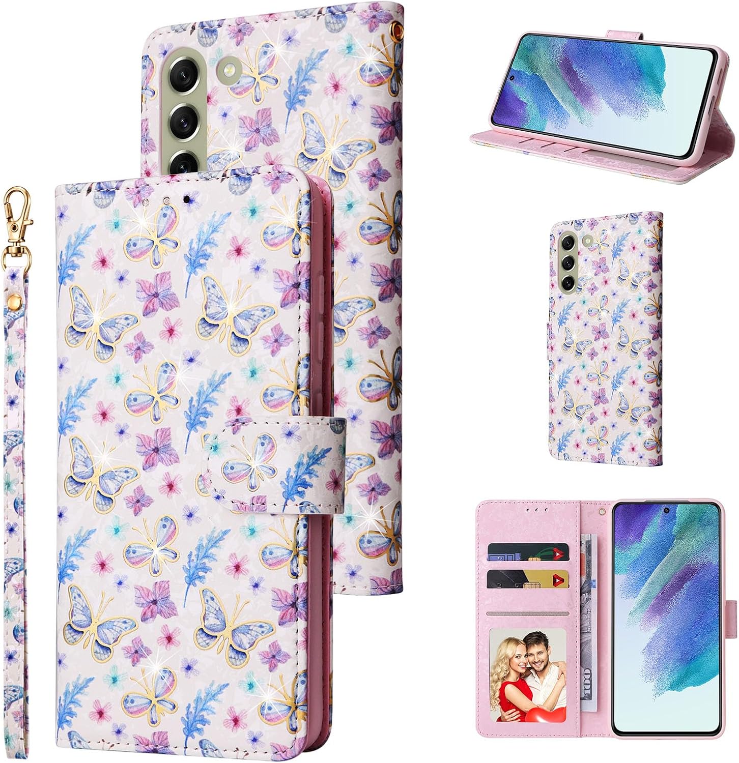 Amazon.com: UEEBAI Wallet Case for Samsung Galaxy S21 5G, PU Leather Phone Case Kickstand RFID ...