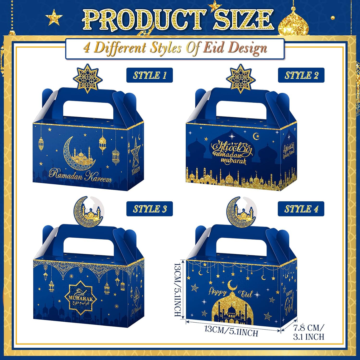 48 cajas de golosinas Eid Mubarak Ramadán Mubarak Goodie Gable Boxes Eid Gift Boxes Paper Eid ...