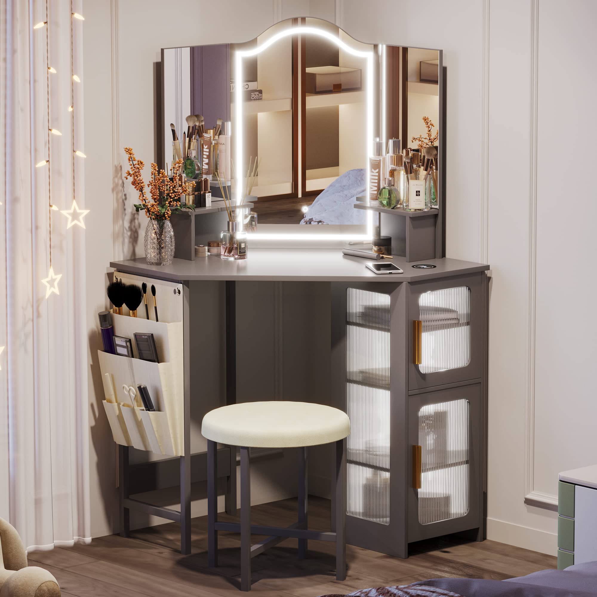 LVSOMT Vanity Desk Mirror Lights - Makeup Vanity 3 Lighting Options ...