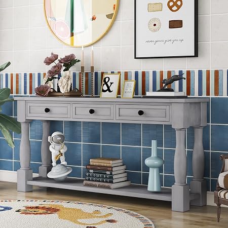 Amazon.com: LUMISOL 63" Long Console Table Entryway Table with 4 ...