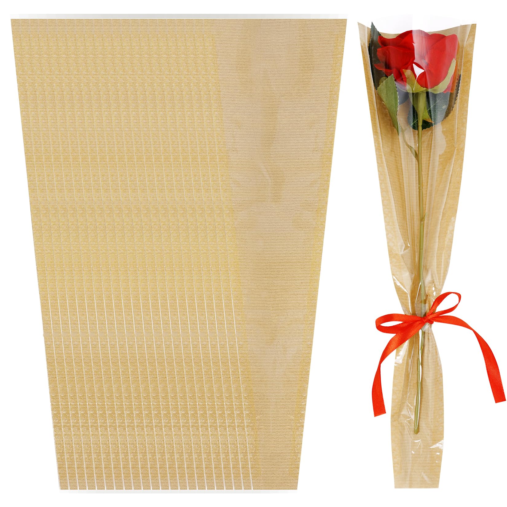 Amazon.com: 50Pcs Single Rose Sleeve Flower Wrapping Bags Kraft Paper ...
