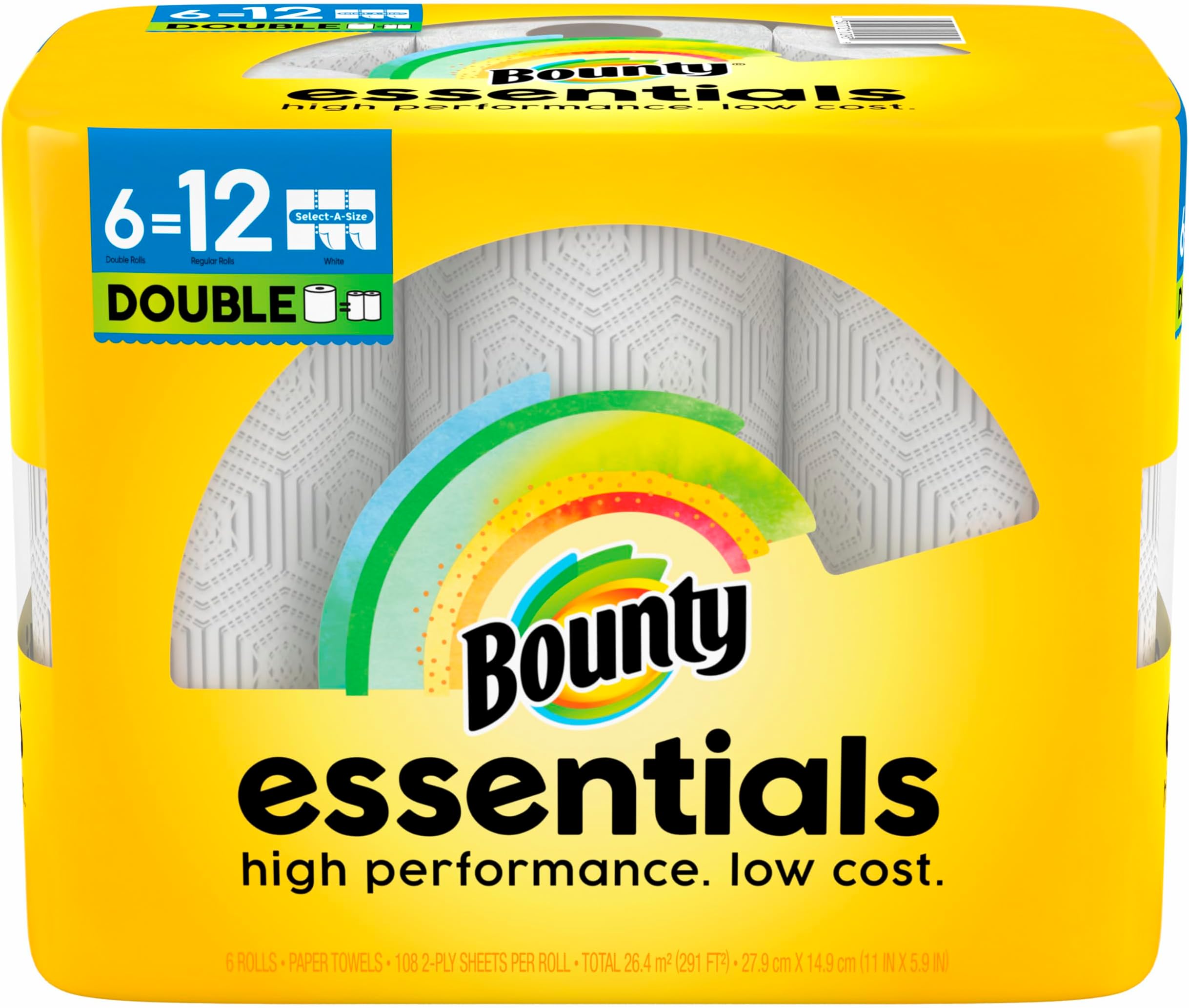 Amazon.com: Bounty Essentials Select-A-Size Paper Towels, 6 Double ...