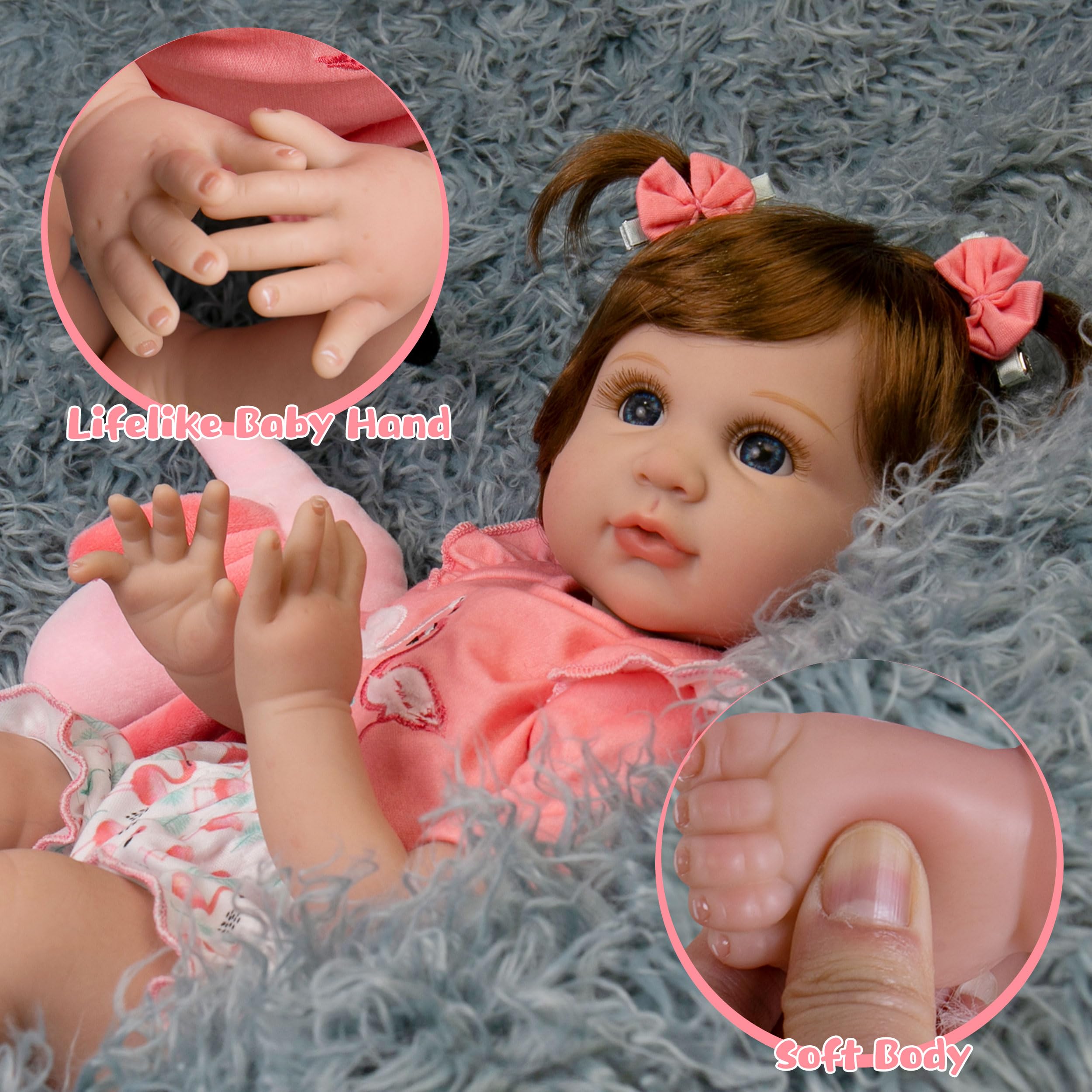 MILIDOOL Realistic Baby Doll 22-Inch Lifelike Newborn Baby Doll Soft ...