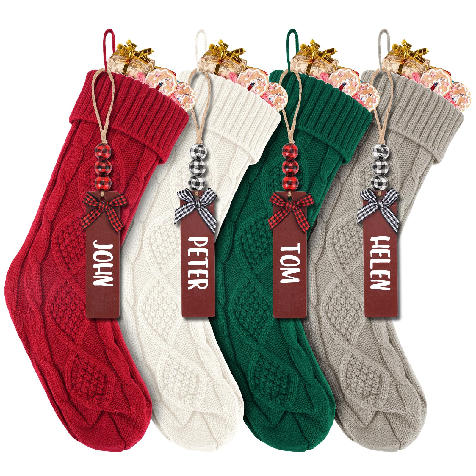 Amazon.com: DigiGlow 4-Pack Christmas Stockings, 18-Inch Knitted ...