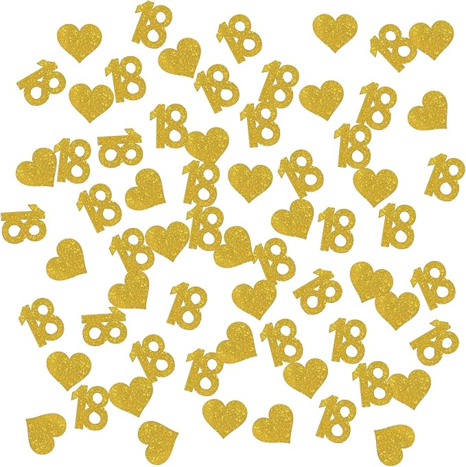 Amazon.com: Number 18 Confetti Gold Glitter, Happy 18th Birthday Table ...
