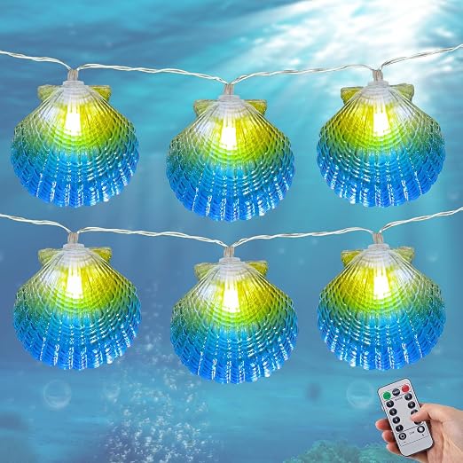 Amazon.com: Beach Seashell String Lights Battery Operated 7FT 10 LED ...