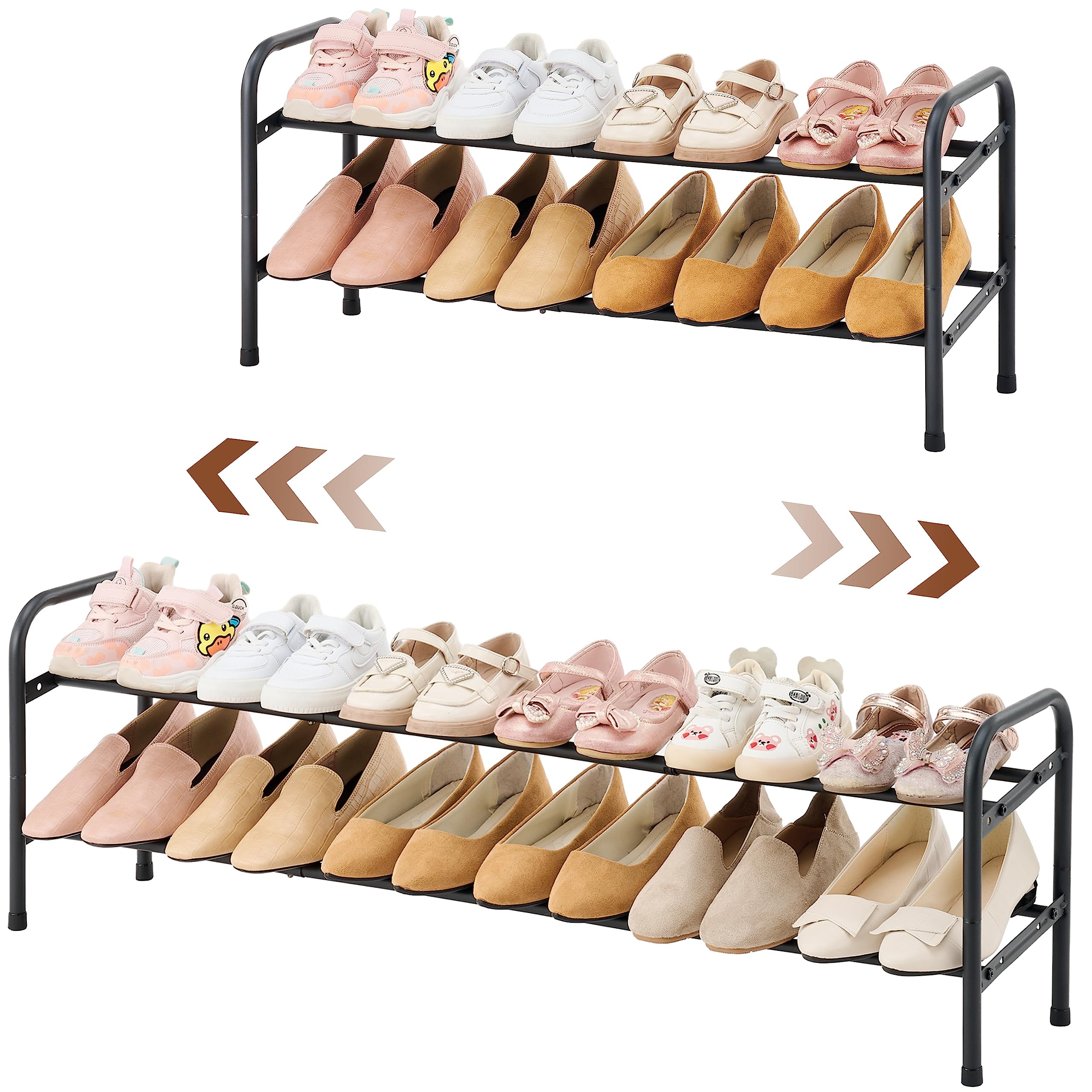 Snapklik.com : 2-Tier Shoe Rack Expandable, Width Adjustable Shoe Shelf ...