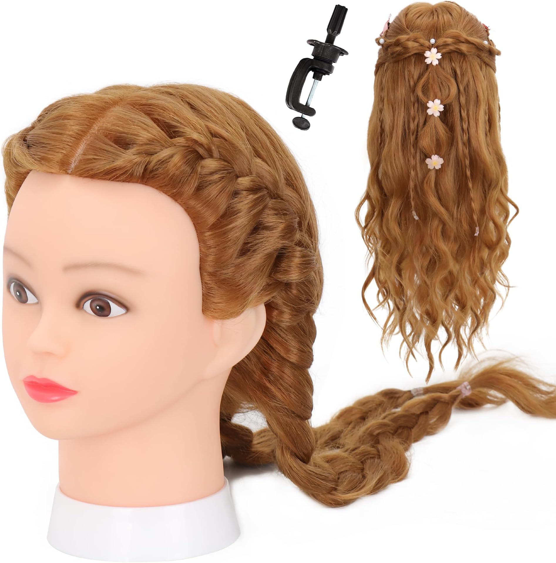 Amazon.com : 50% Real Human Hair Dummy Head Hairdressing Training Head ...