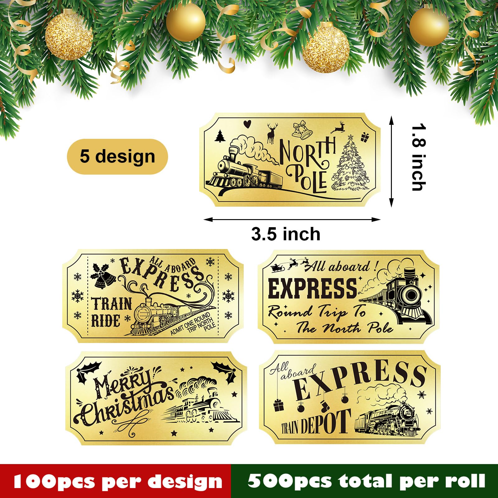 Free Graphic Christmas Train Ticket