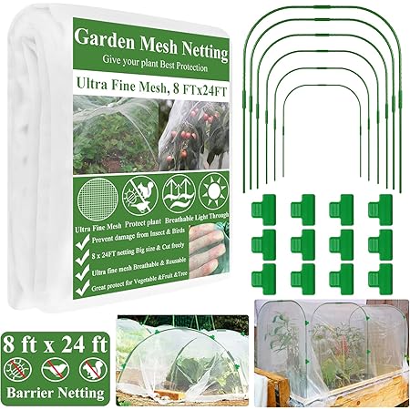 Amazon.com : Ultra Fine Garden Mesh Netting, FARAER Plant Covers 8'x24 ...