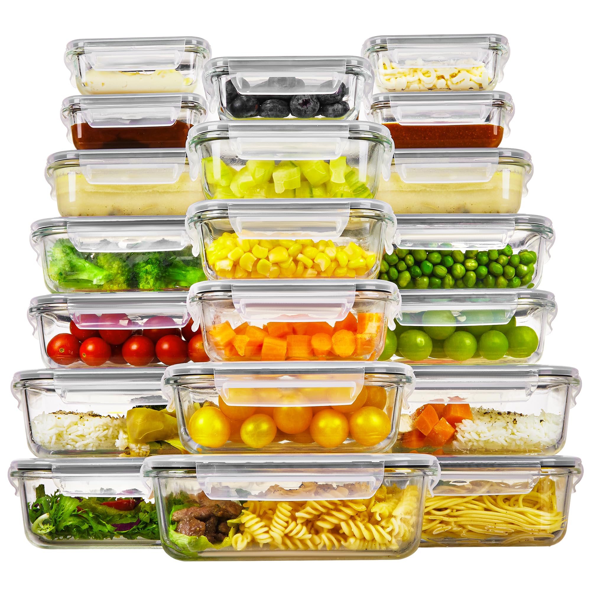 Amazon.com: Vtopmart 20Pack Glass Food Storage Containers with Lids ...