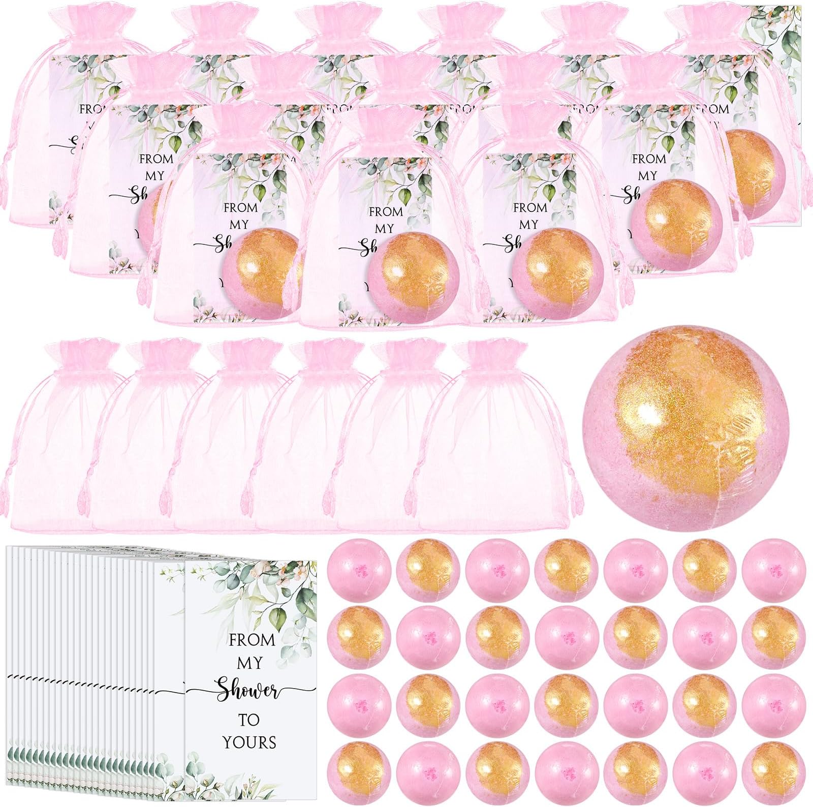 Amazon.com : Heigble 80 Sets Pink Bath Bombs Bulk Baby Shower Gifts for ...