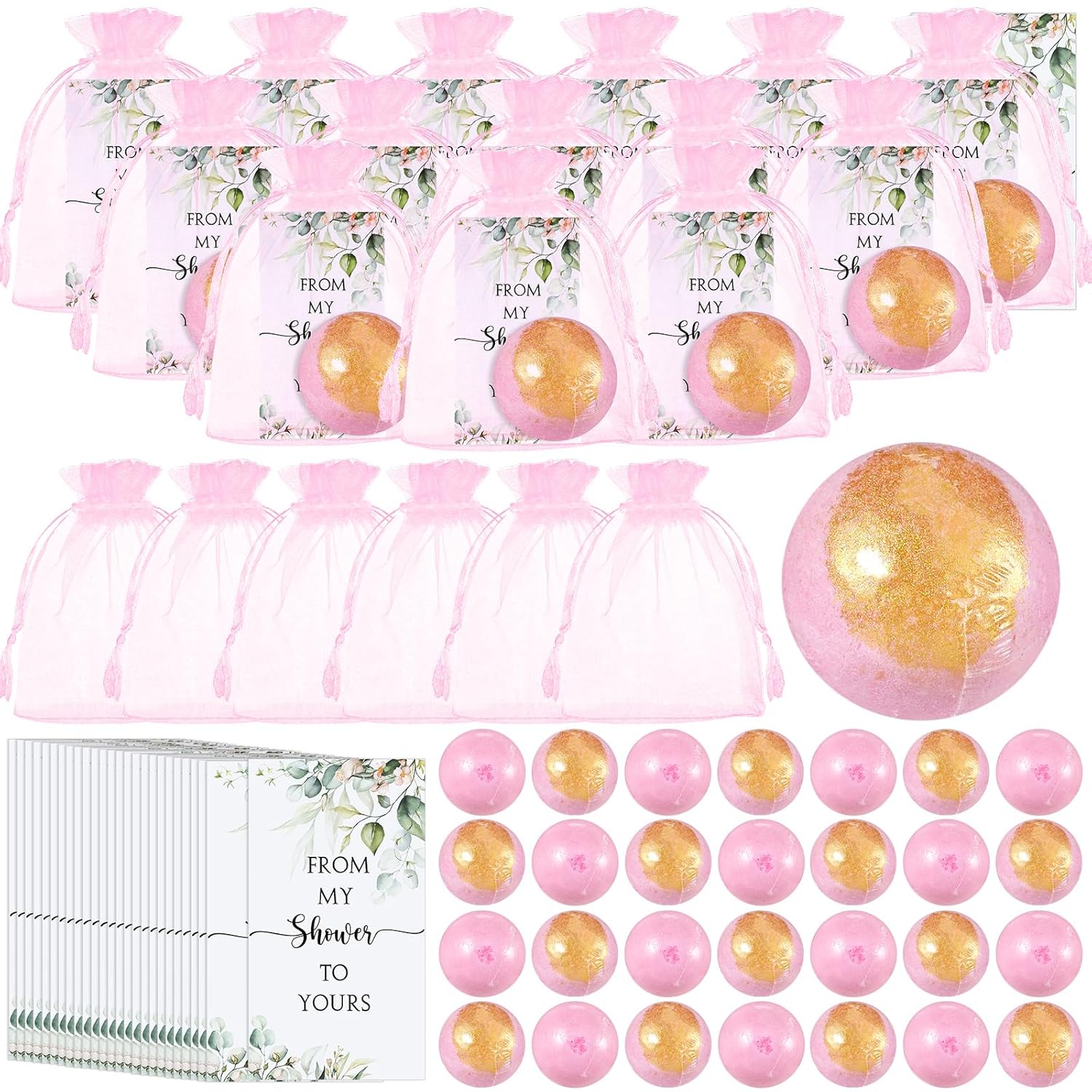 Amazon.com : Heigble 30 Sets Pink Bath Bombs Bridal Shower Gifts for ...