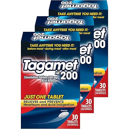 Amazon.com: Tagamet Acid Reducer, Cimetidine 200mg, 30 Tablets, 3 Pack ...
