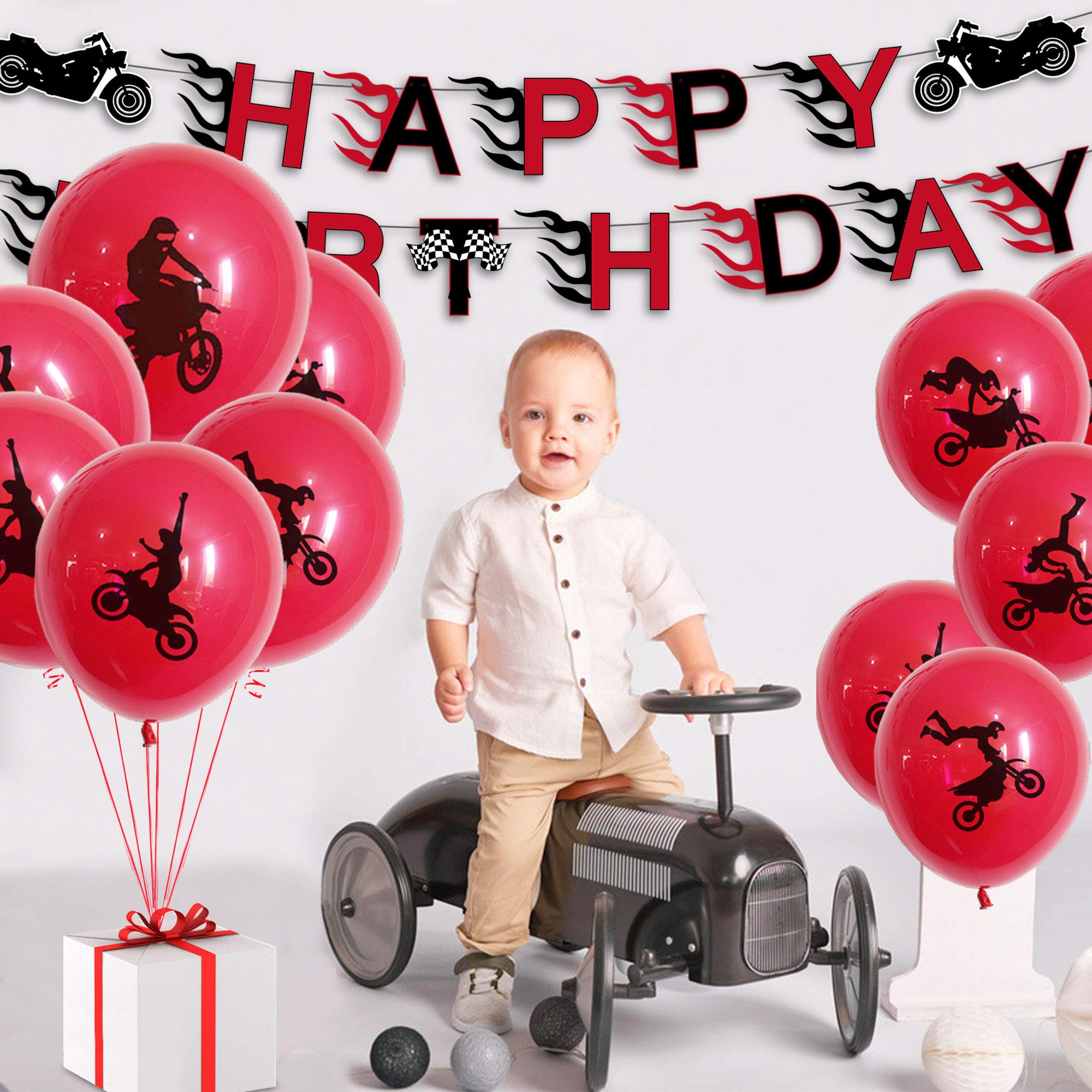 Motorcycle Birthday Party Decorations - 76Pcs Motocross Racing Theme ...