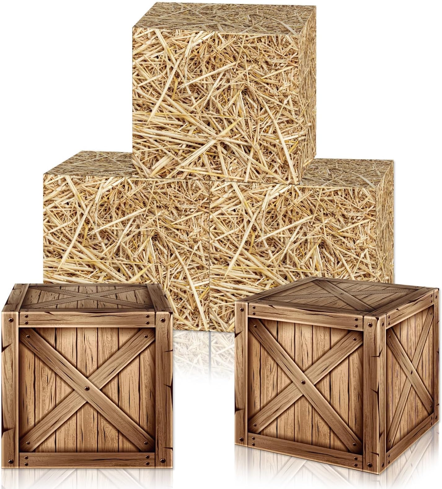 Amazon.com: Junkin 18 Pieces Western Party Decorations 6 Decorative Hay ...